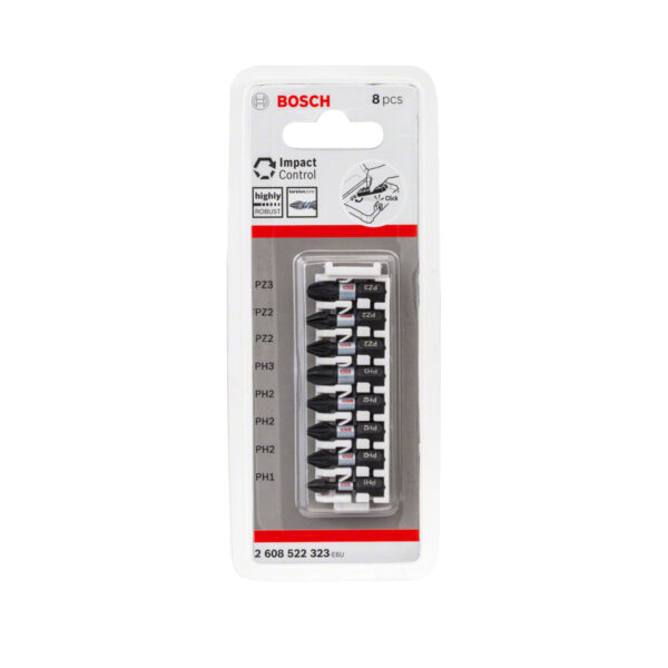 Set Bit 8 pzas 25mm Contol Impacto PH1 PH2(3) PH3 PZ(2) PZ3 BOSCH 2608. ...