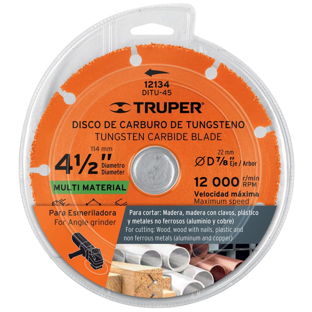 Disco 4-1/2″ multimaterial de carburo de tungsteno, Truper DITU-45 ...