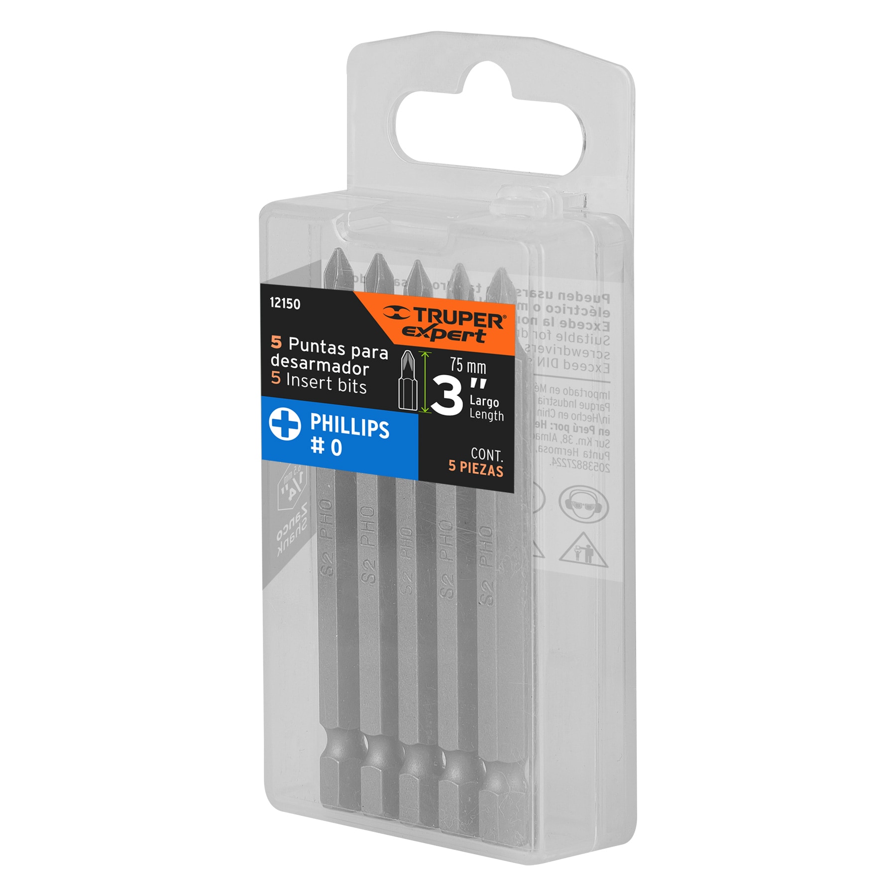 Estuche con 5 puntas de cruz PH0 largo 3″, Truper Expert PUDE-1300 ...