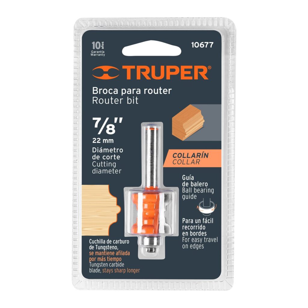 Broca para router, collarin, 7/8″ con balero, Truper BROU-CO-7/8X 10677 ...