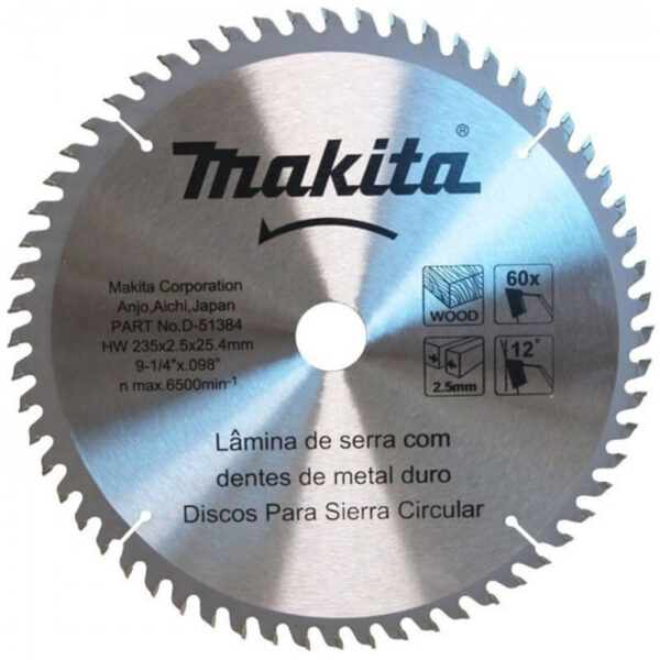 Disco Sierra Circular para madera (9-1/4″x1″) (235×25.4mm.) 60D D-51384 ...