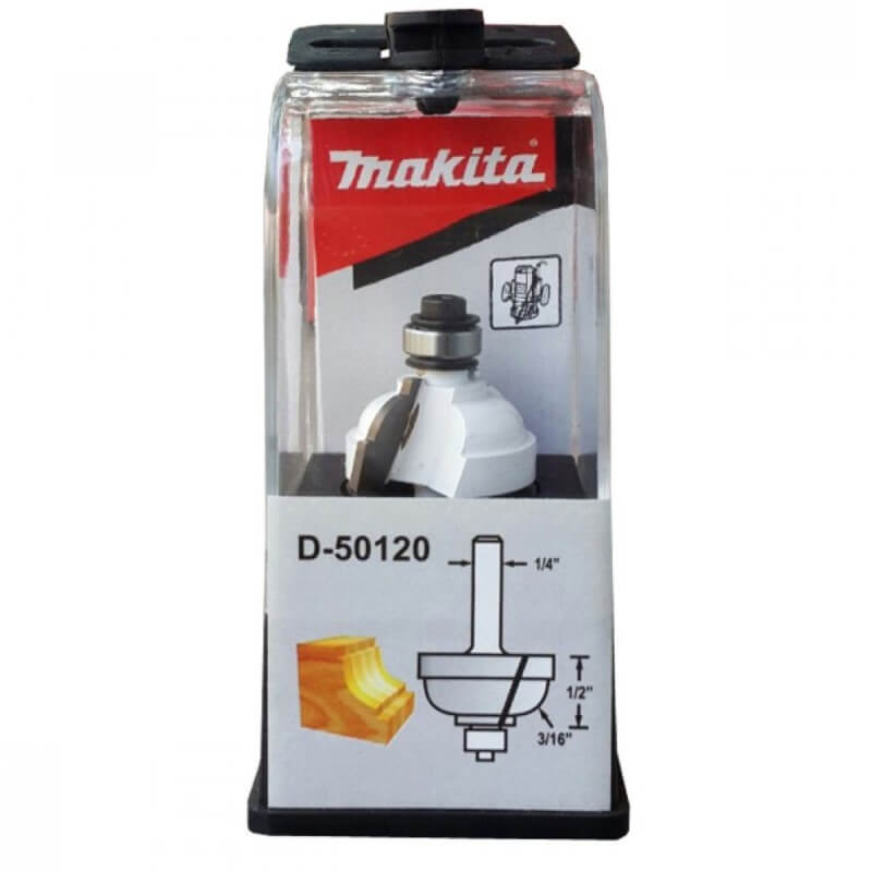 Fresa vastago 1/4″ concava 3/16″ -2F con rodaje ALTURA 1/2″ Makita D ...